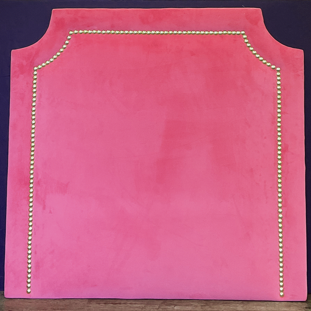 Bella Hot Pink with Gold Nailheads Headboard- Headboards | Dorm Decor