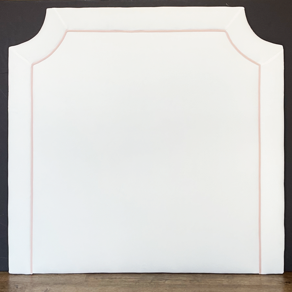 Bella White with Soft Pink Headboard- Dorm Headboards | Dorm Decor